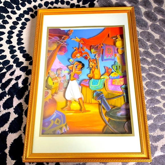 Disney | Wall Decor | Disney 3d Aladdin Framed Artwork Shadow Box 2x14 ...